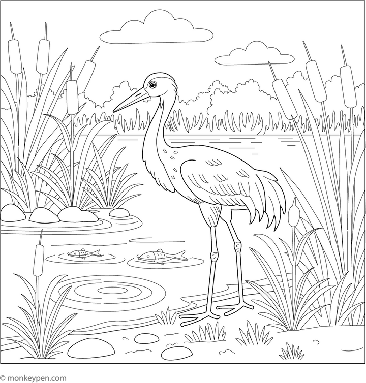 Printable Crane Coloring Book Free Download