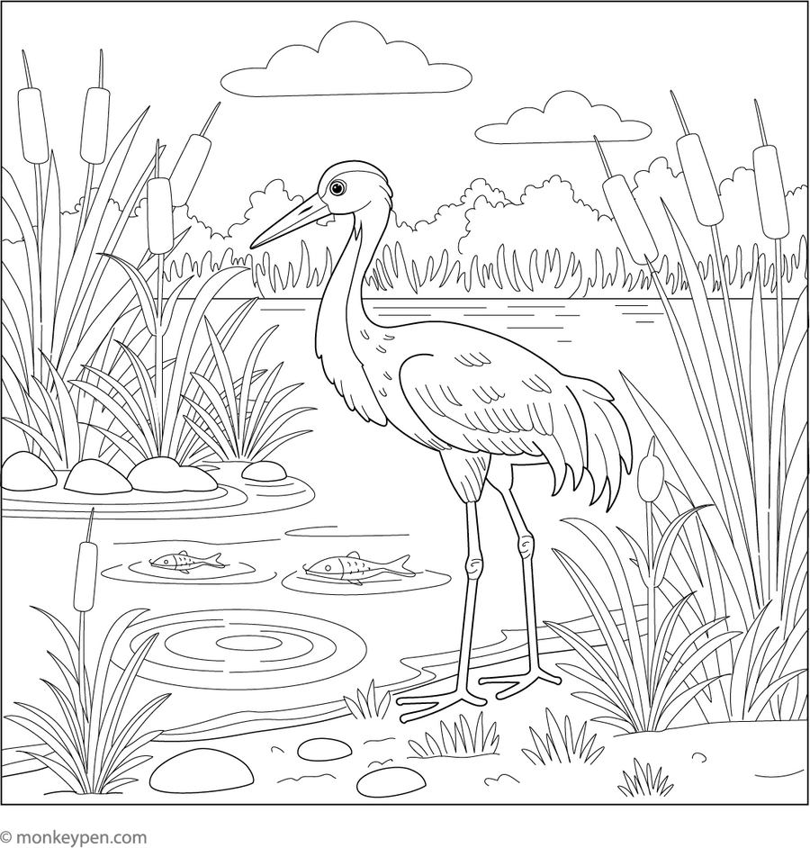 Printable Crane Coloring Book Free Download