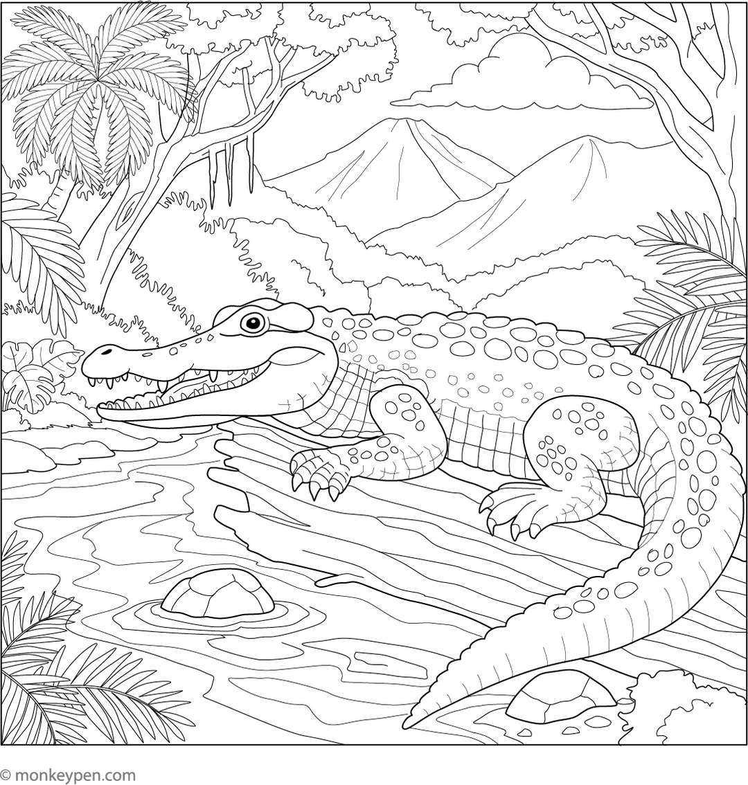 Crocodile Coloring Book - Creative Fun with Free Coloring Pages