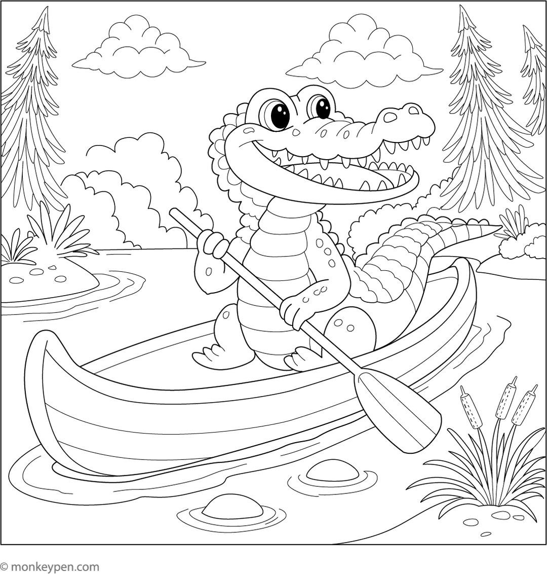 Crocodile Coloring Pages – Free Printable for Kids