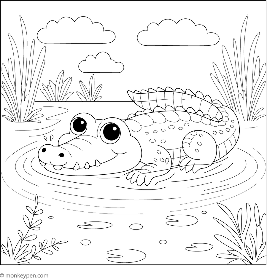 Crocodile Coloring Book - Creative Fun with Free Coloring Pages