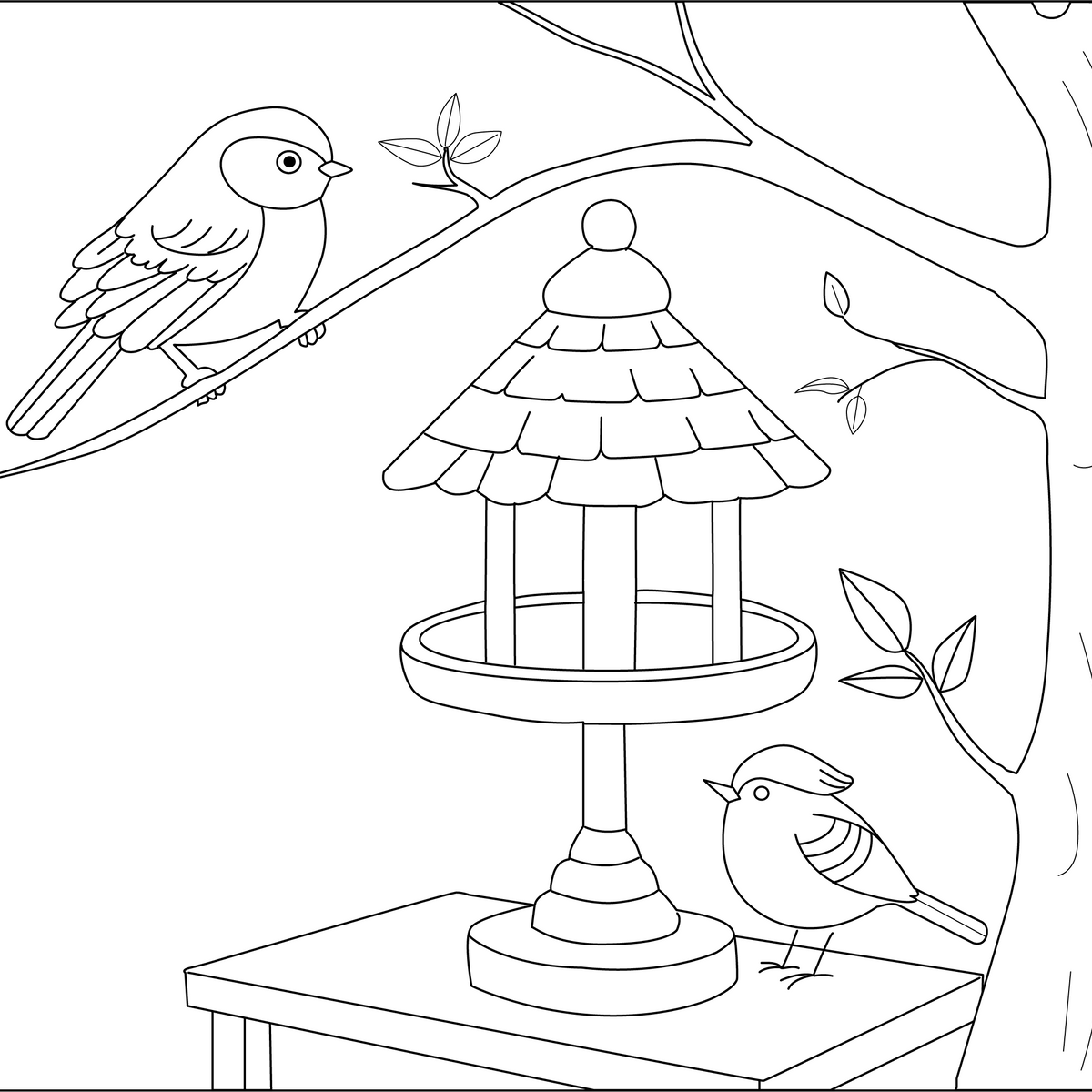 Free Printable Bird Feeder Coloring Page for Kids Fun