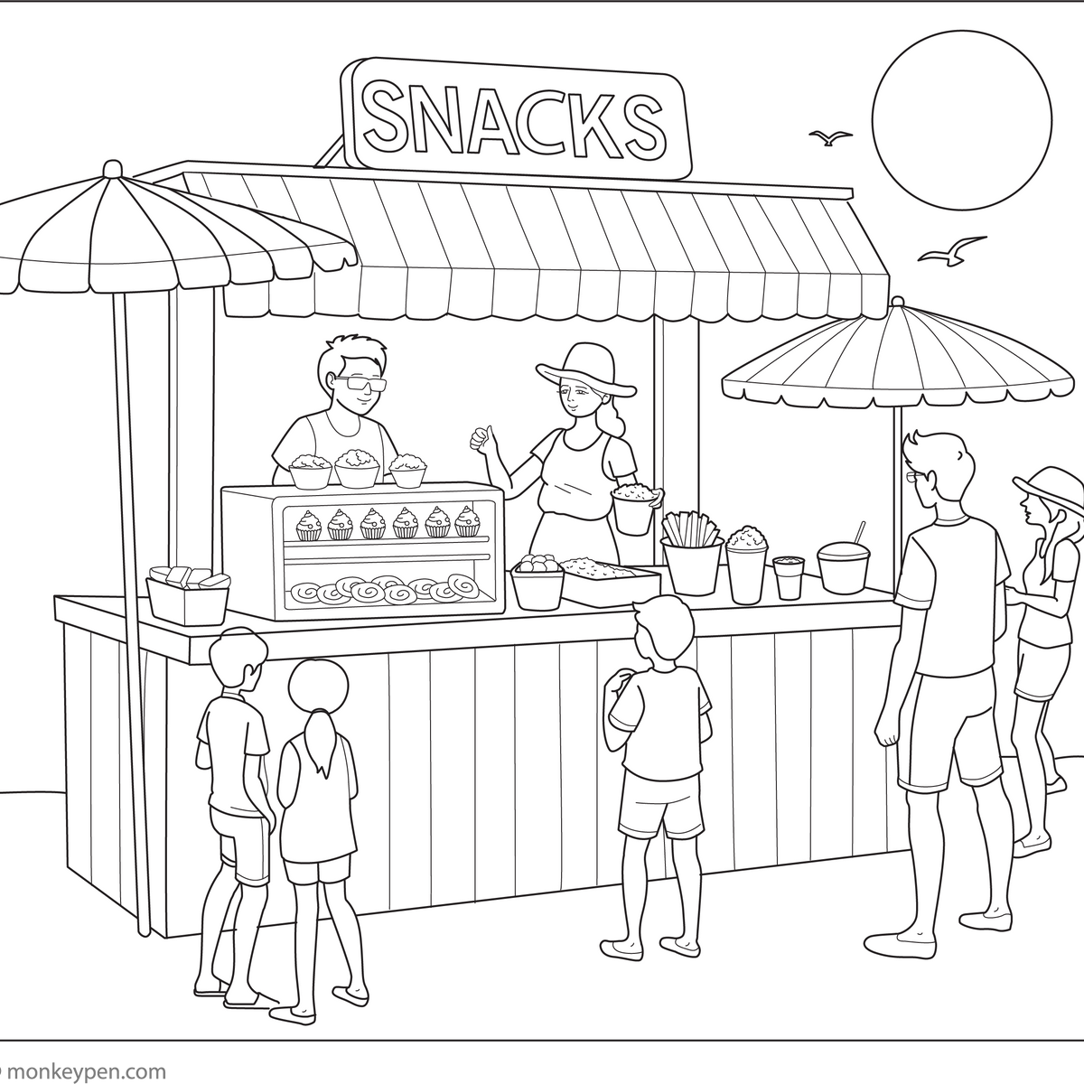 Beach Snack Bar Coloring Page