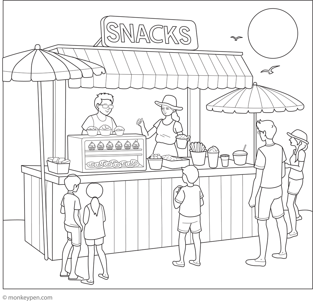 Beach Snack Bar Coloring Page