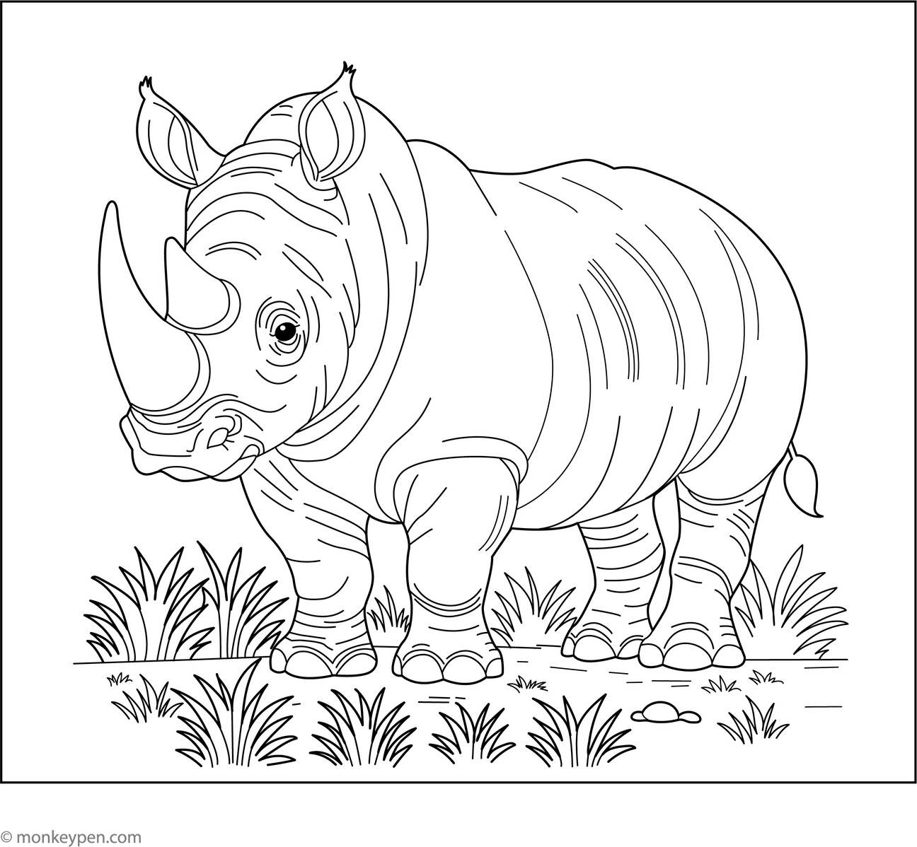 Free Printable Javan Rhino Coloring Page for Kids