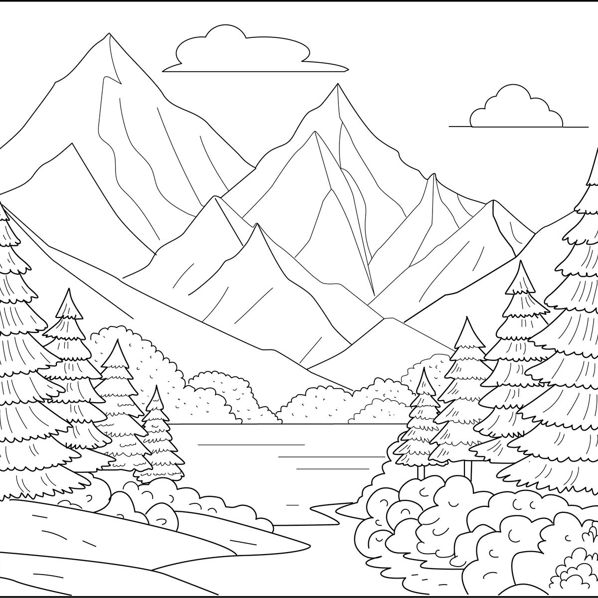 Mountain Coloring Page – Free Printable PDF for Kids