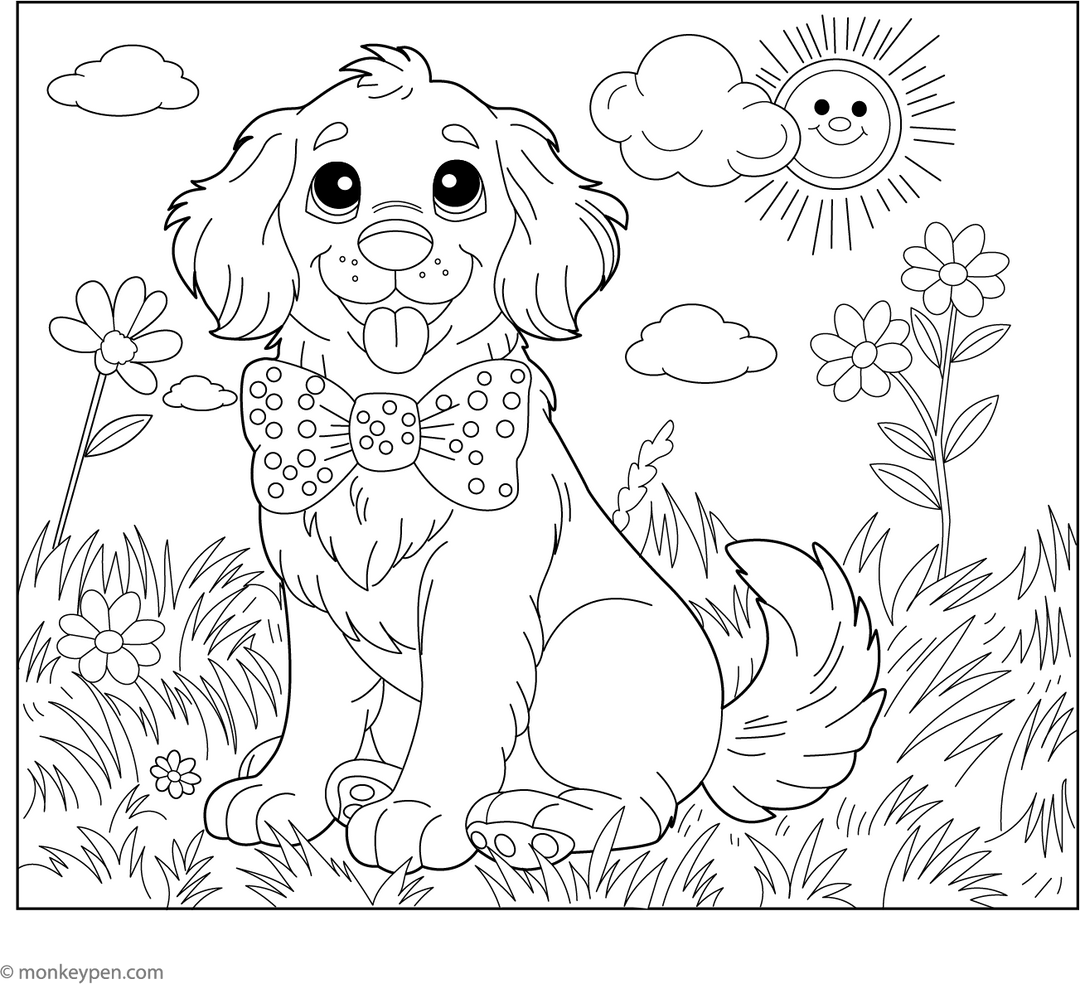 Free Printable Golden Retriever Colouring Pages – Cute Dog PDF for Kids