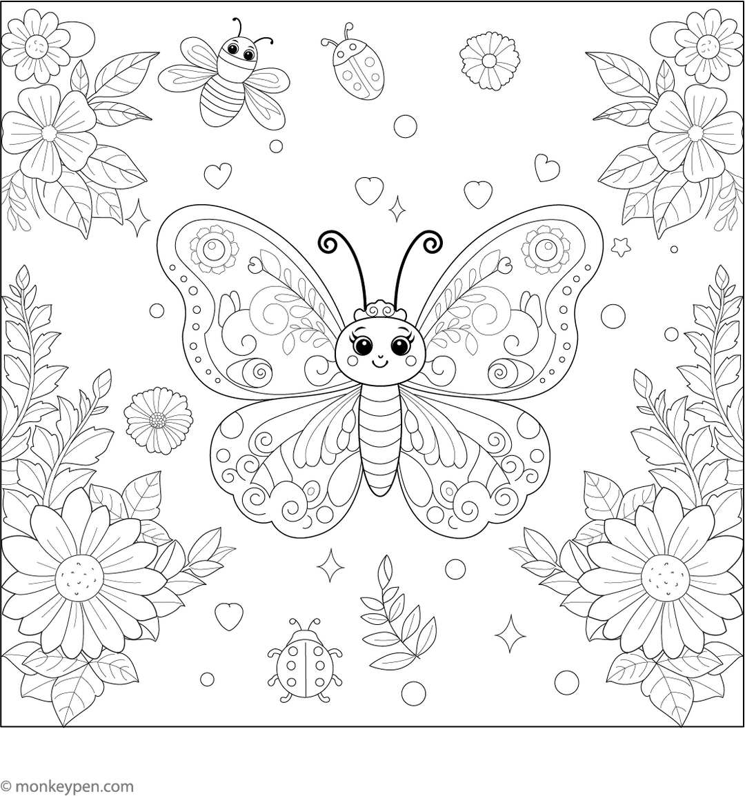 Simple Butterfly Coloring Page