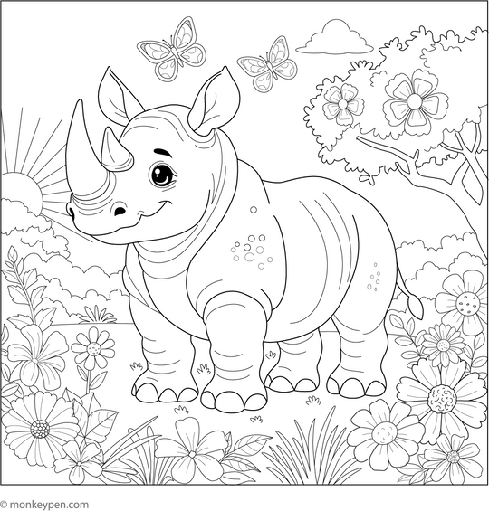 Free Rhino Coloring Book – Printable PDF Activity for Kids