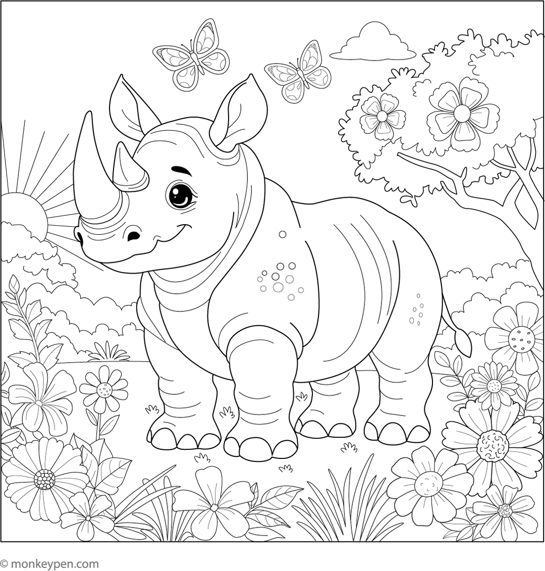 Free Rhino Coloring Pages – Printable Wildlife Fun for Kids
