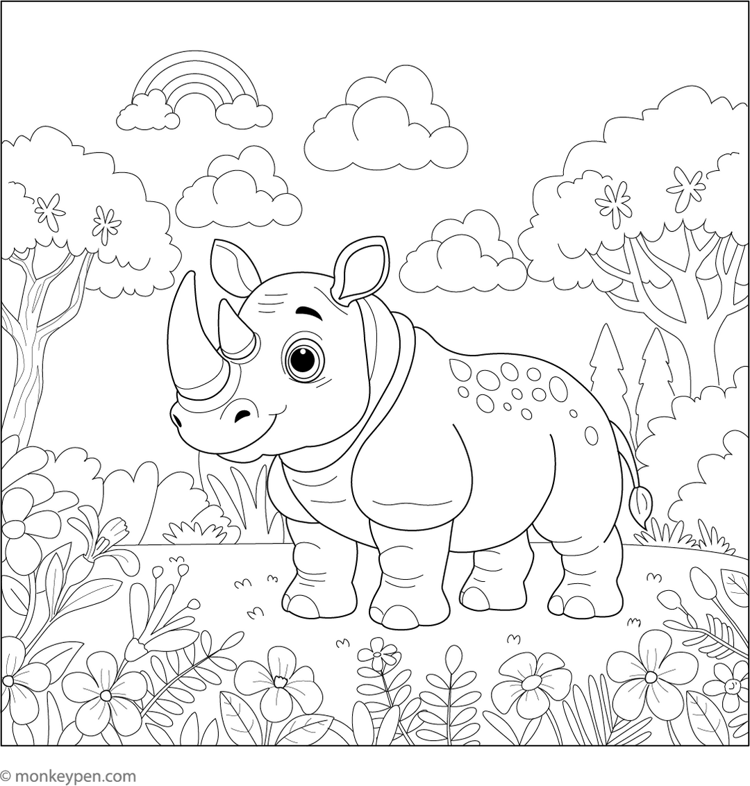 Free Rhino Coloring Pages – Printable Wildlife Fun for Kids