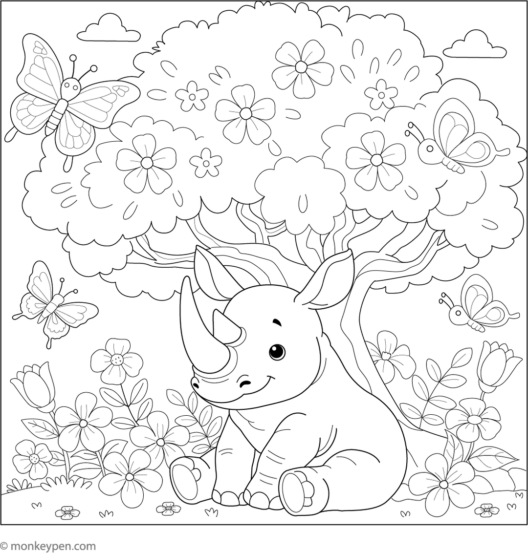 Free Rhino Coloring Pages – Printable Wildlife Fun for Kids