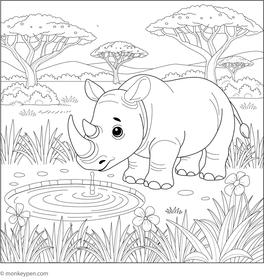 Free Rhino Coloring Book – Printable PDF Activity for Kids