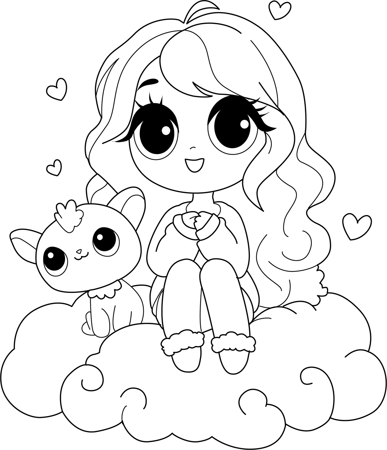 Cute Little Girl Coloring Page