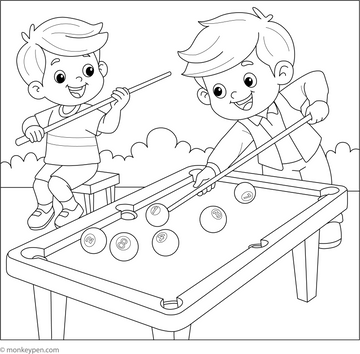 Billiard Game Coloring Page / Snooker Coloring Page