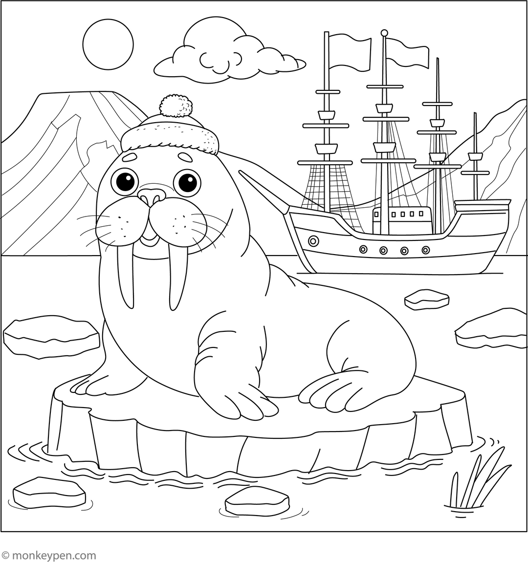 Walrus Coloring Pages – Free Printable for Kids