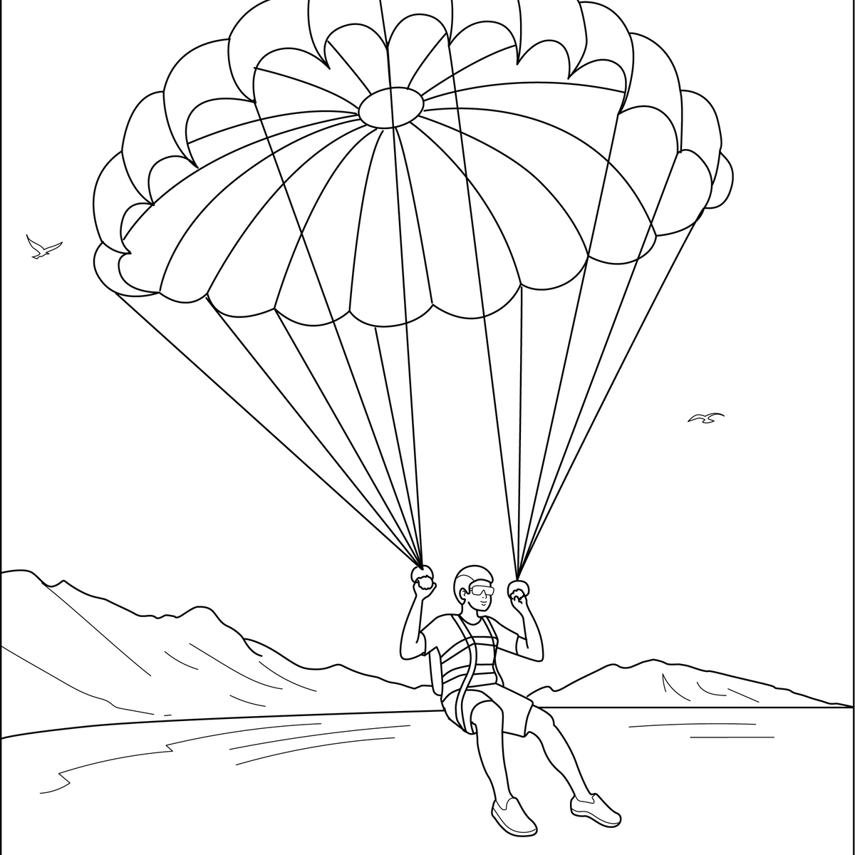 Parasailing Coloring Page – Free Printable for Kids