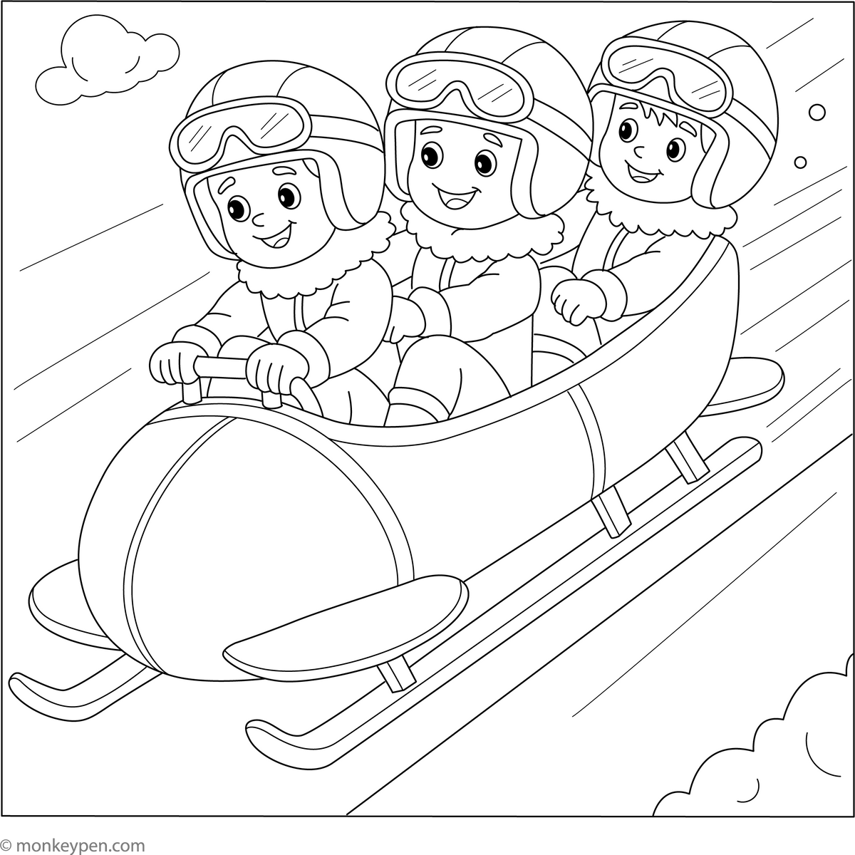 Bobsleigh Coloring Page - Free Printable PDF for Kids