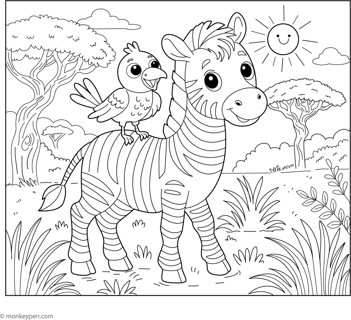 Color Zebra and Bird Friend – Engaging Activity Sheet