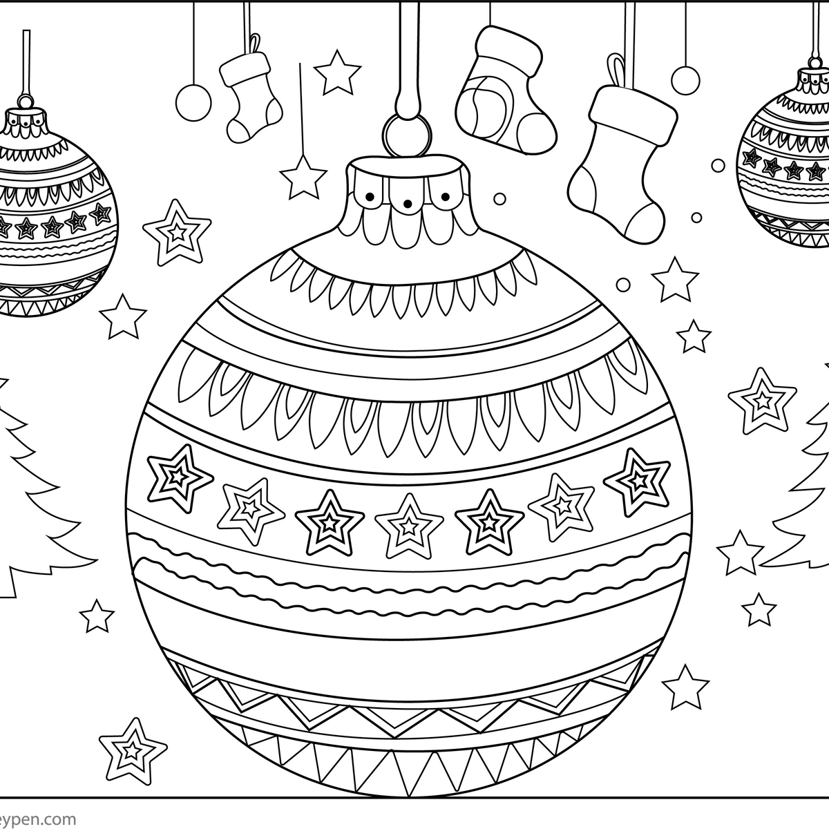 Christmas Ball Decoration | Free Colouring Pages PDF for Kids