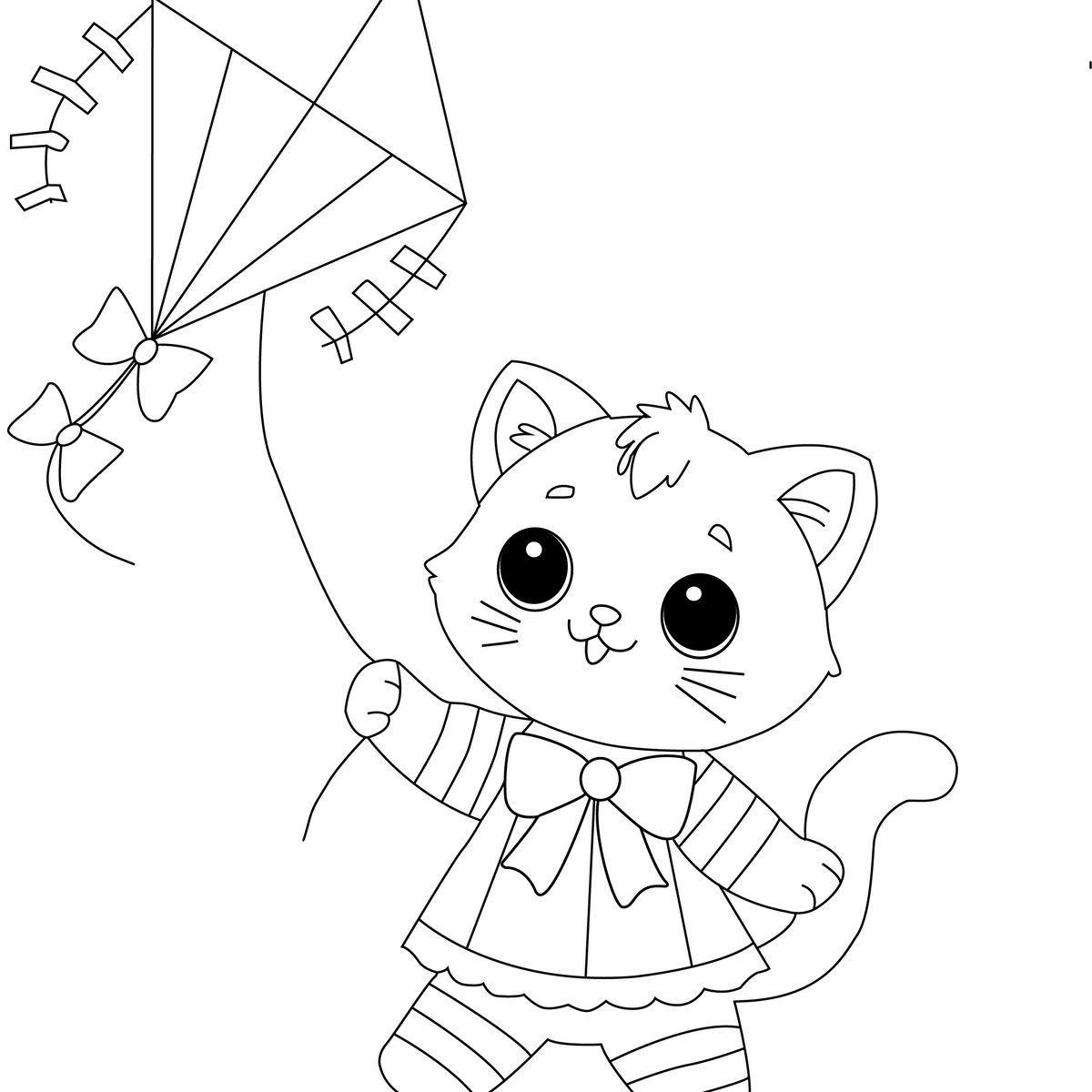 Kitten with Kite | Color Your World with Free Printable