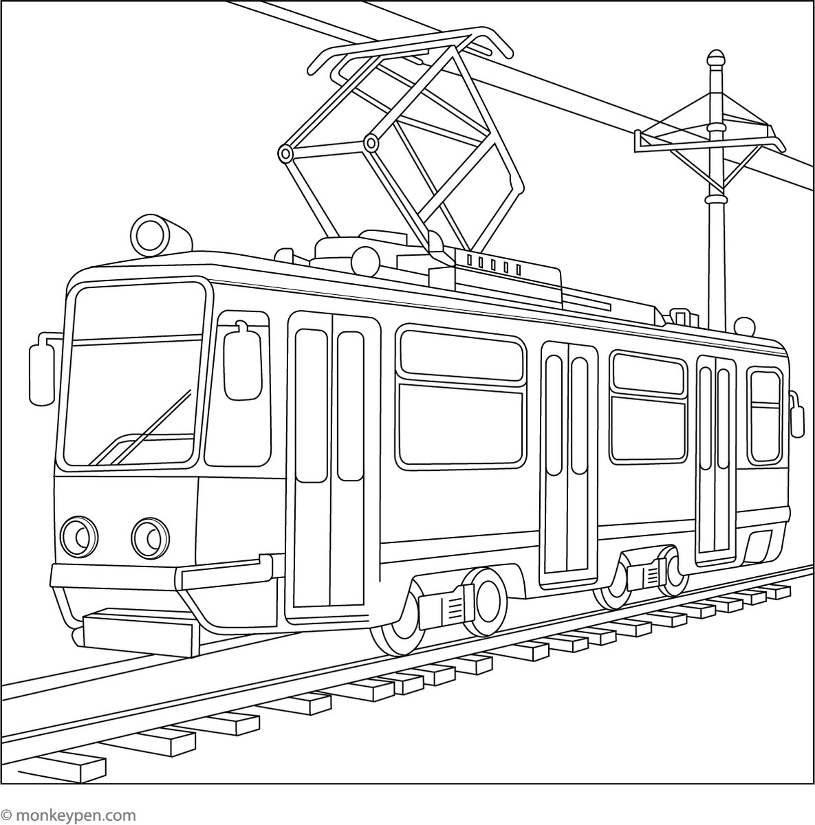 Tram Coloring Page – Free Printable for Kids