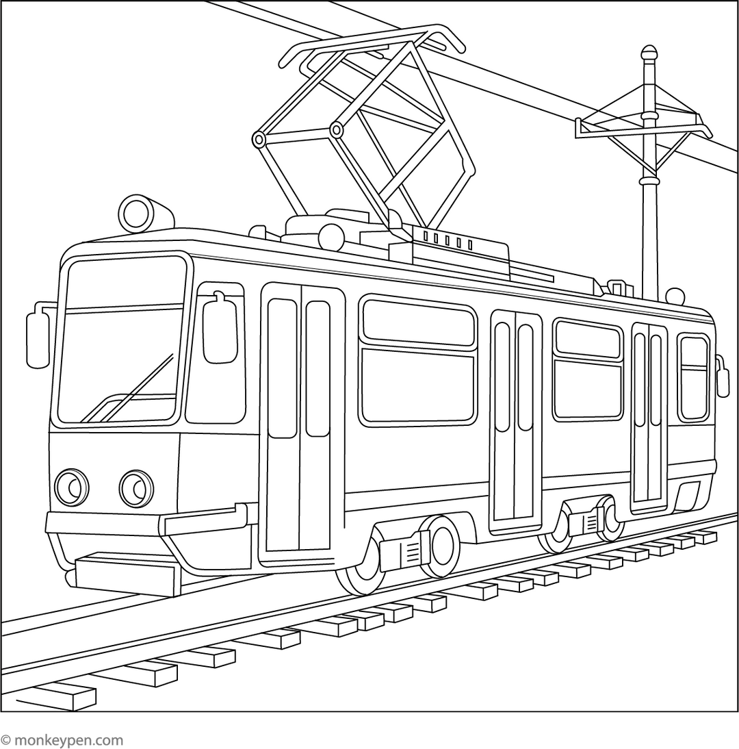 Tram Coloring Page – Free Printable for Kids