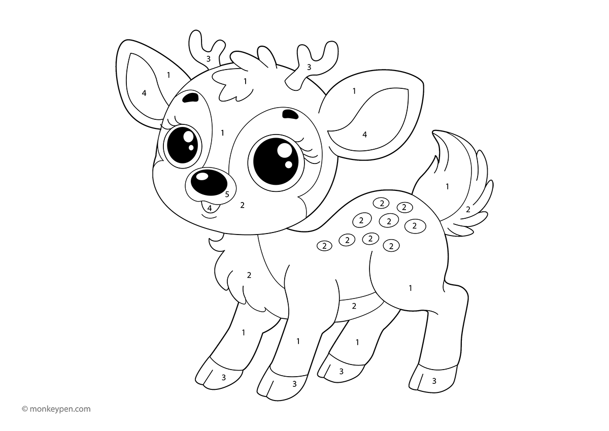 Deer Color by Number – Downloadable Free Forest Themed PDF