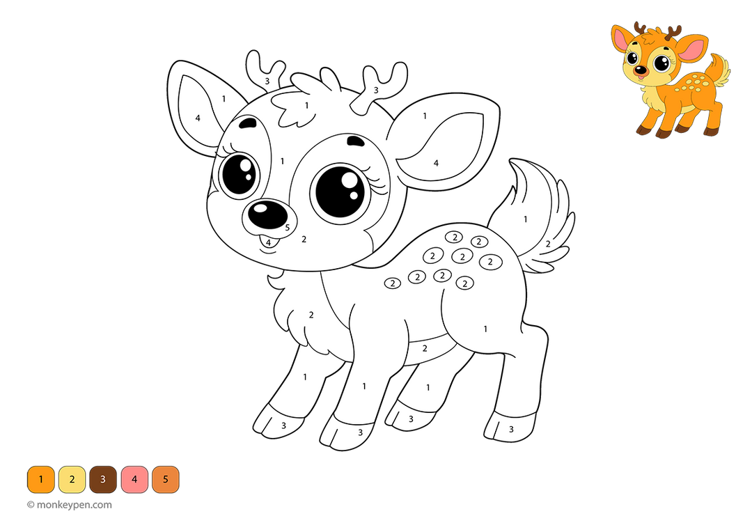 Deer Color by Number – Downloadable Free Forest Themed PDF