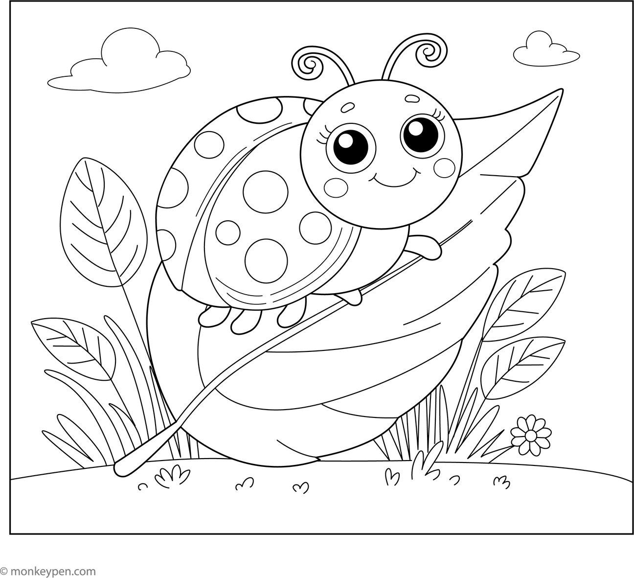 Smiling Ladybug | Coloring Sheets To Print Anytime