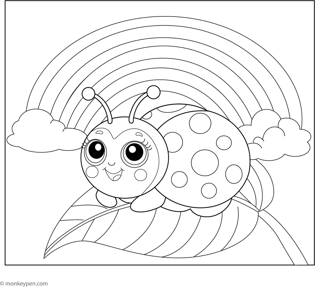 Ladybug and a Rainbow | Free Kids Coloring Pages