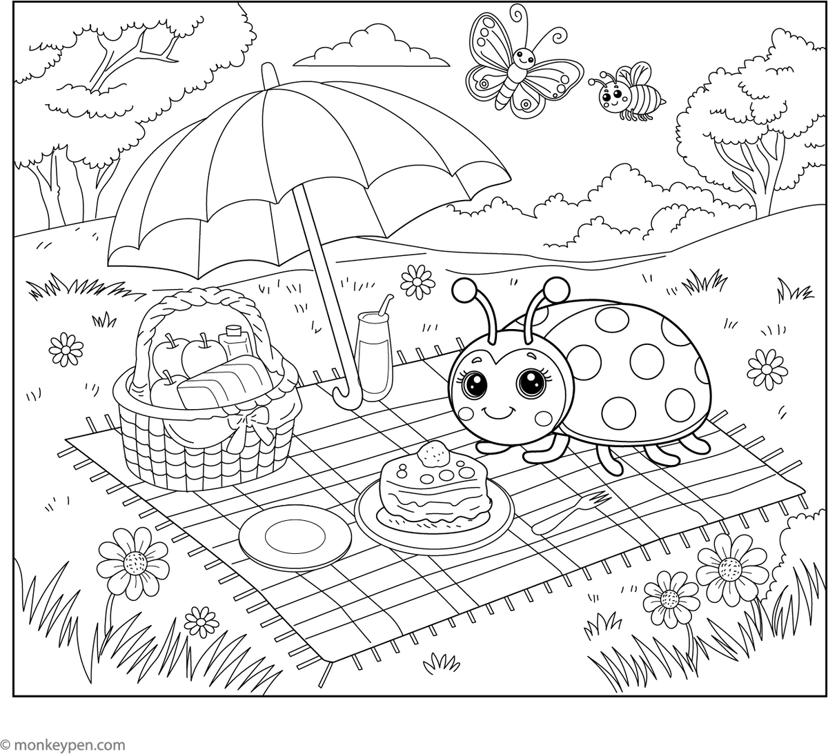 Ladybug Picnic | Free Downloadable Coloring Pages