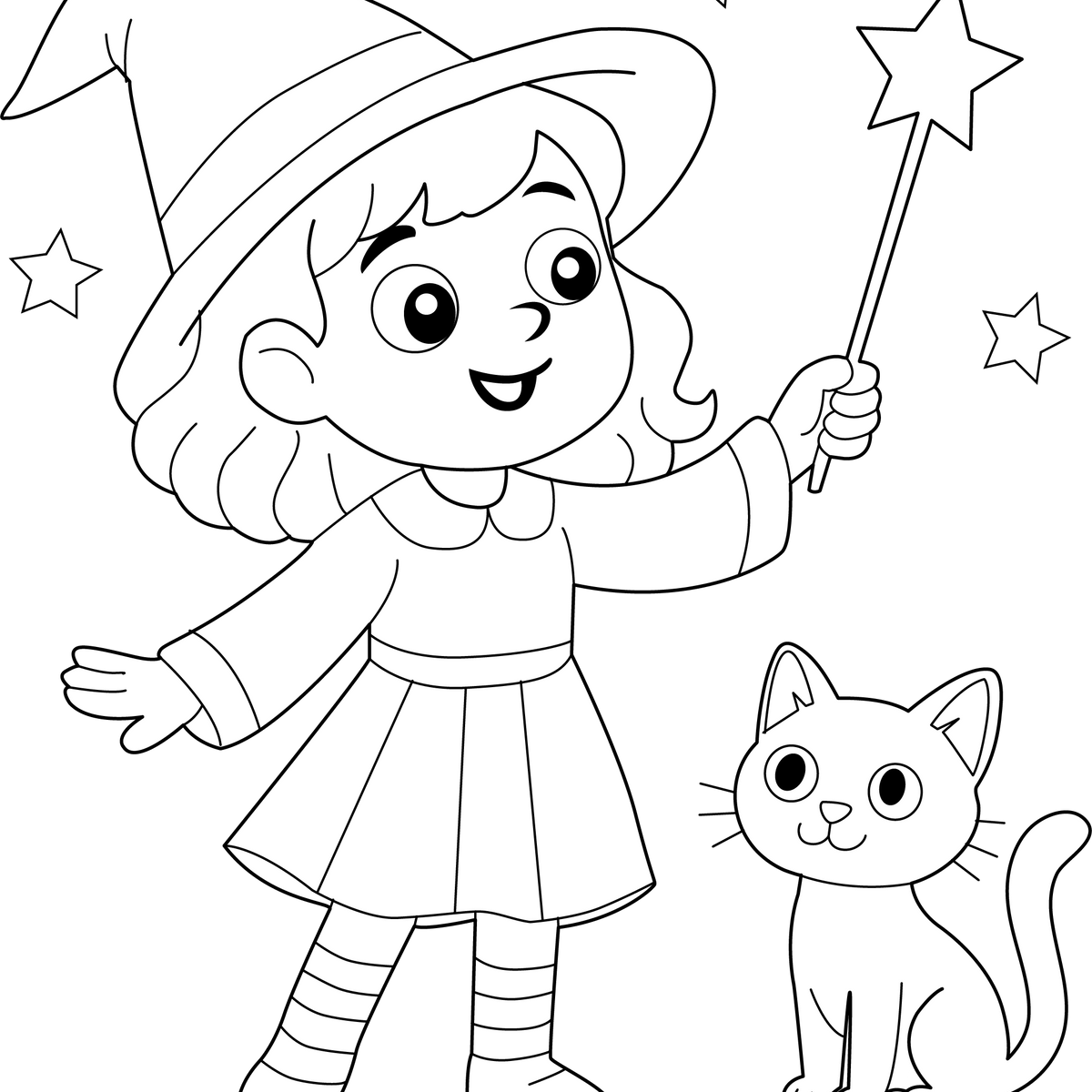 Witch Casting Spell | Magical Halloween Coloring Sheet