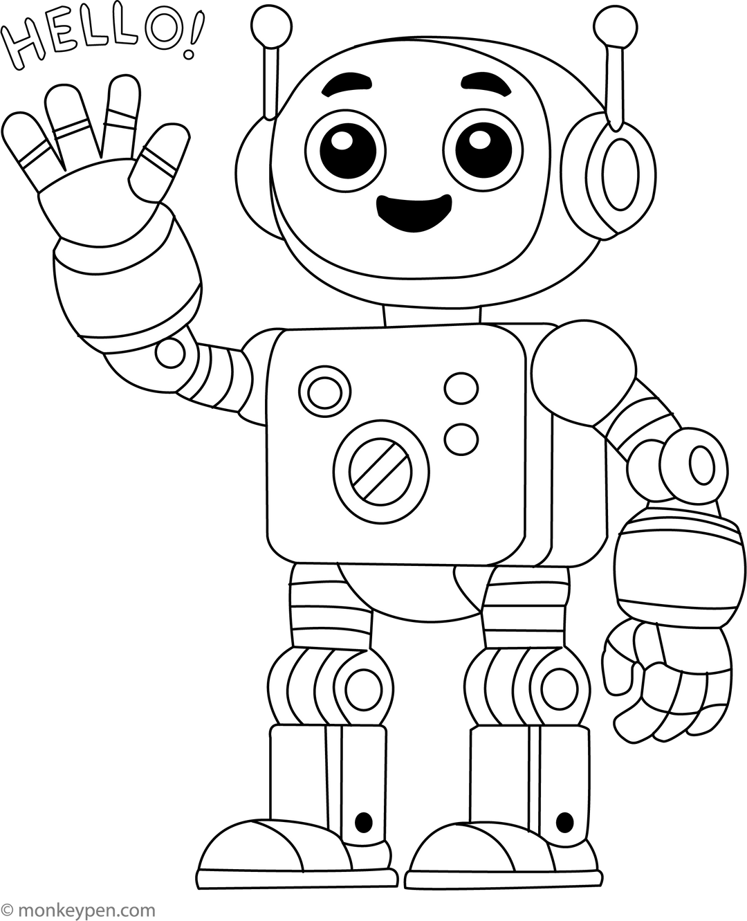 Friendly Robot | Free Printable Coloring Page for Kids