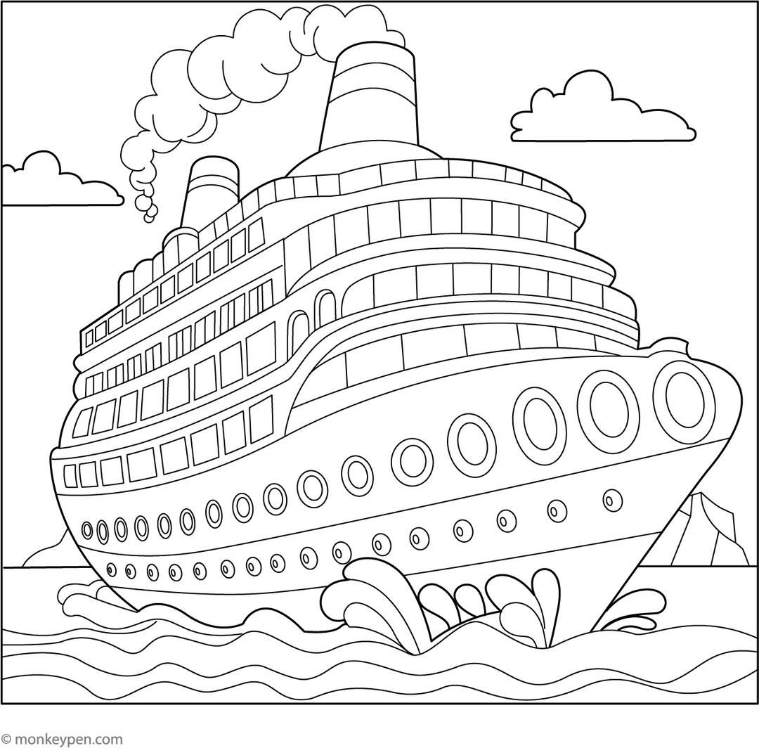 Cruise Ship Coloring Page – Fun and Creative Printable for Kids