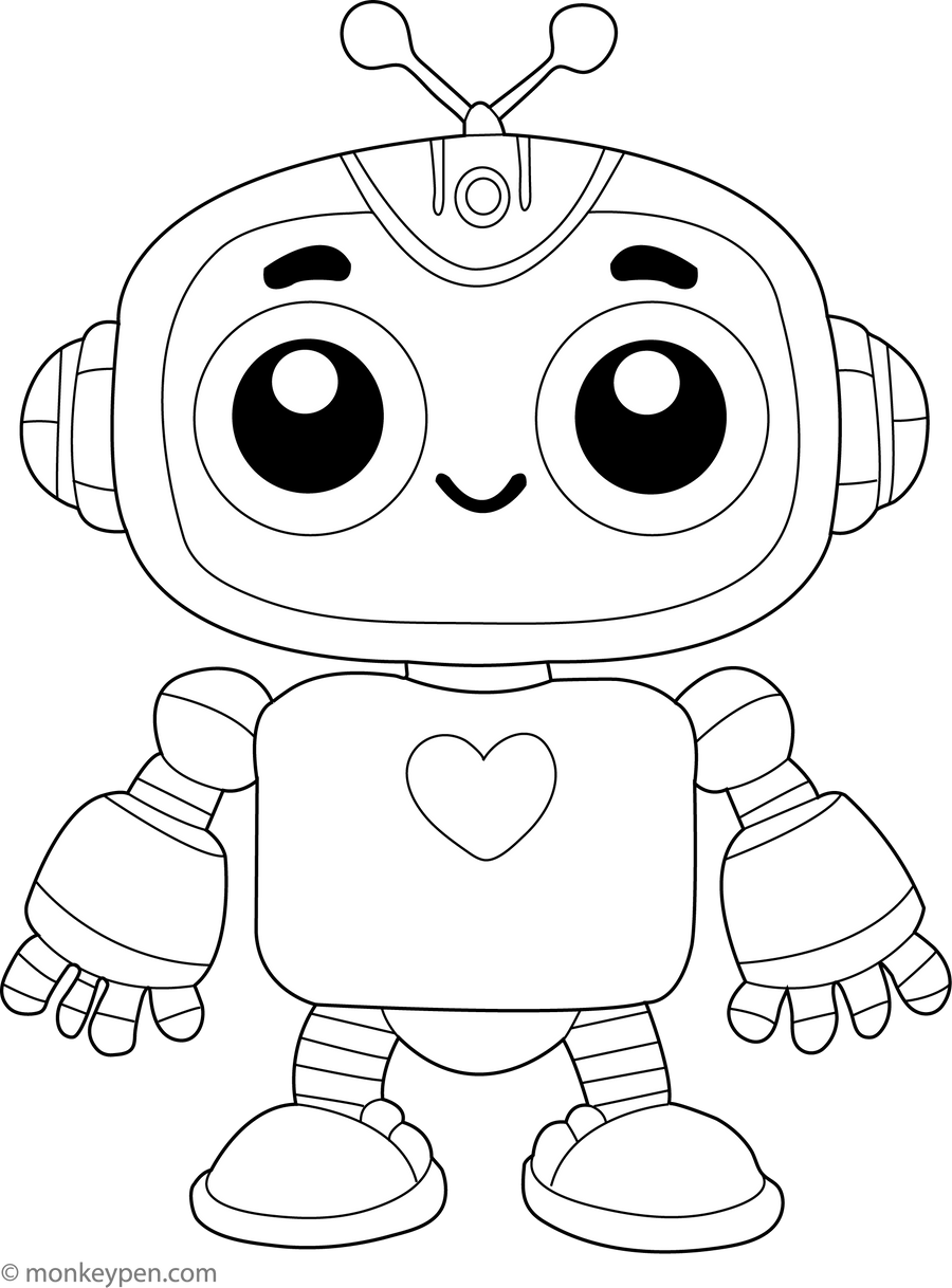 Cute Robot | Free Coloring Pages for Kids