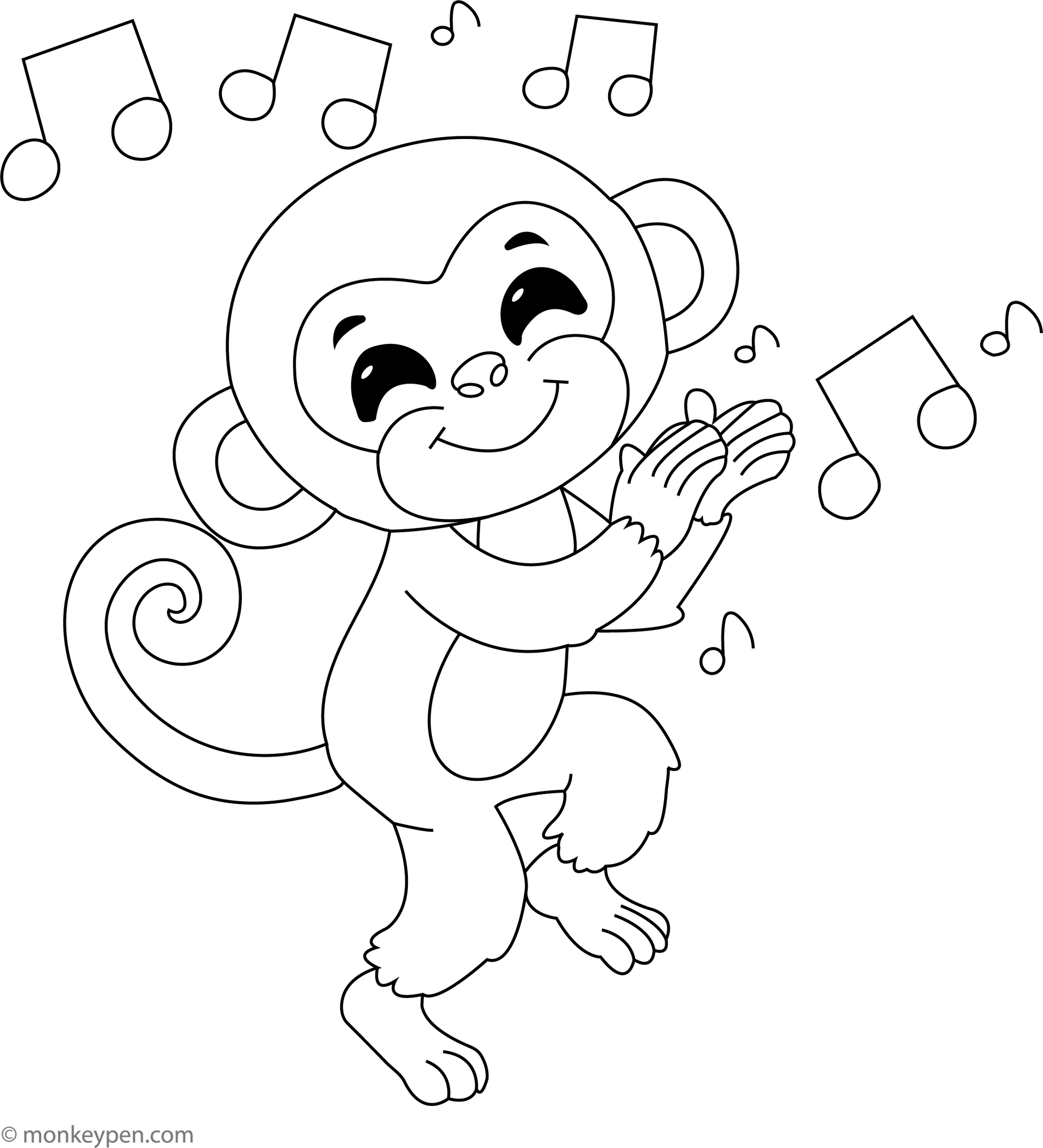 Dancing Monkey| Download Free Colouring Sheets