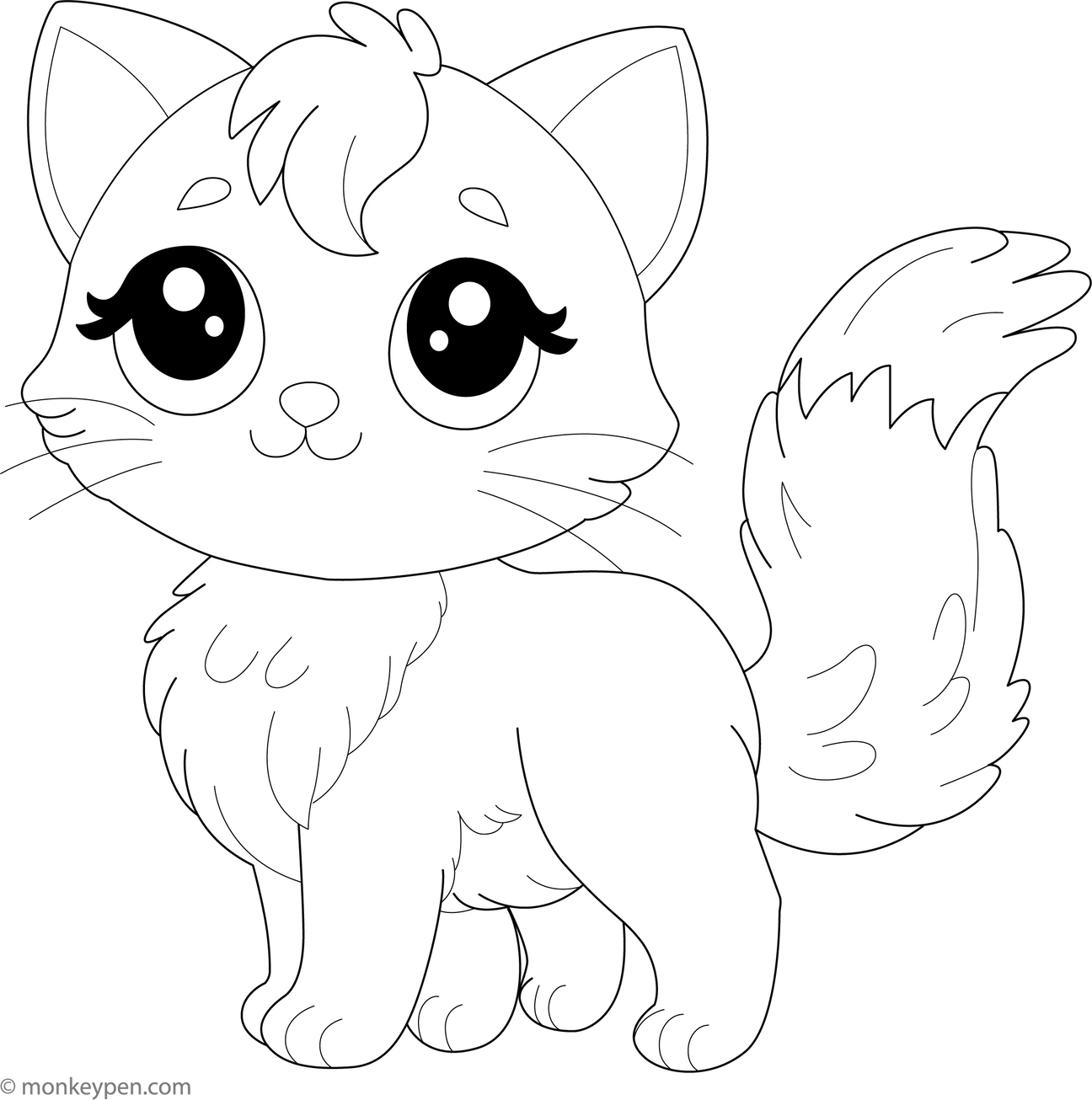 Cartoon Cat | Free Coloring Page for Toddlers