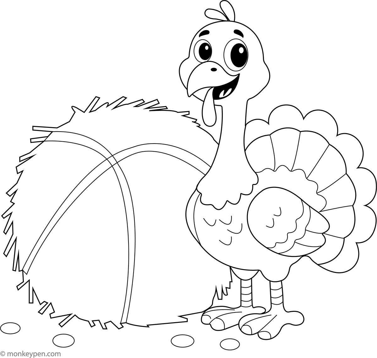 Turkey and a Hay Bale | Printable Coloring Fun For Kids