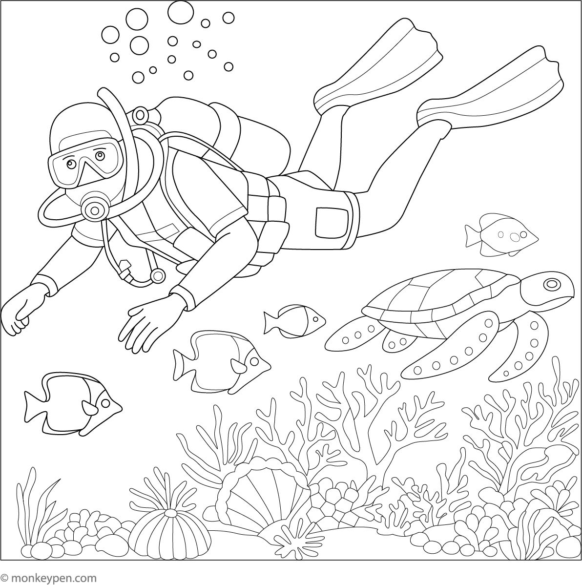 Scuba Diving | Endless Fun Coloring Pages