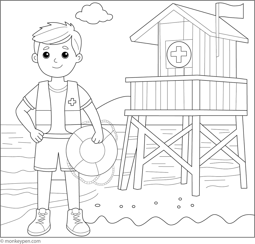 Lifeguard | Free Coloring Page PDF