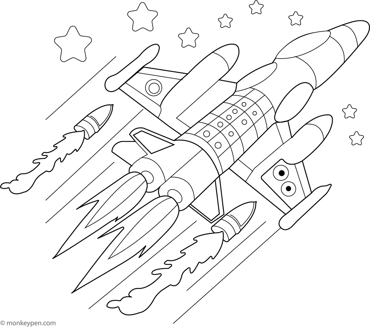 Rocket-Powered Airplane Blasting | Free Coloring Page