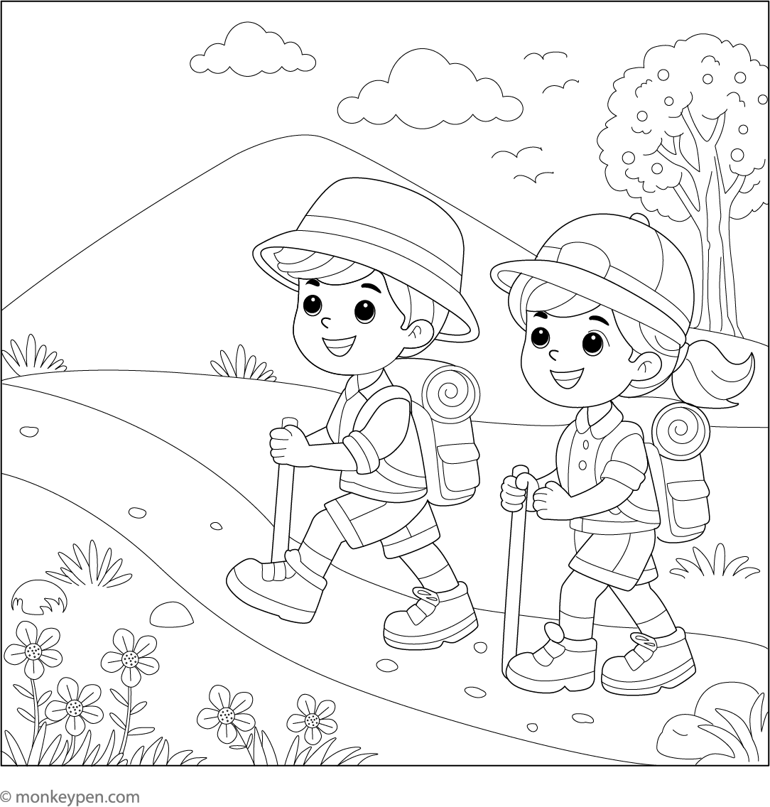 Climbing a Hill | Free Kids Coloring Page