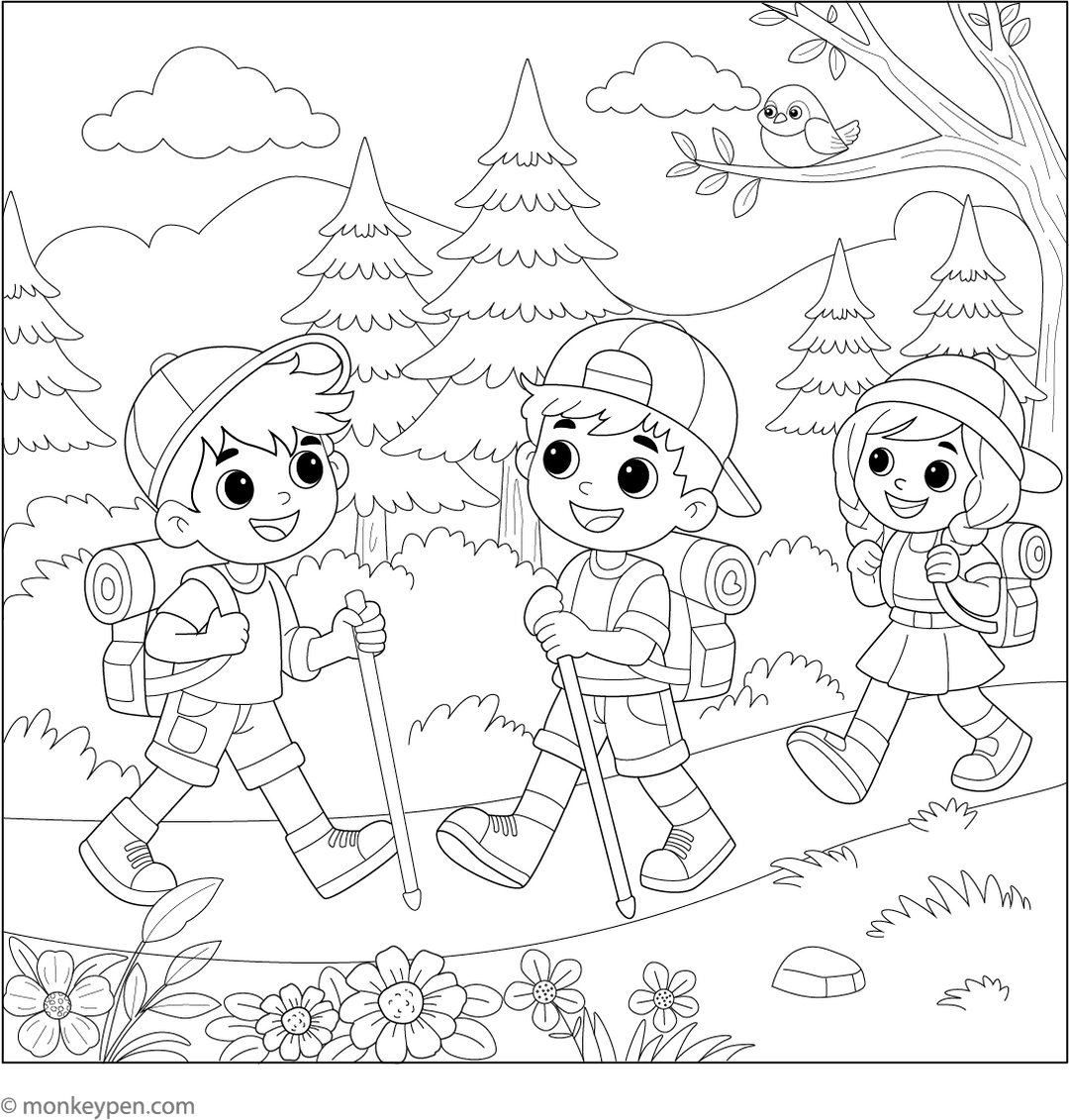 Hiking and Camping - Free Coloring Book