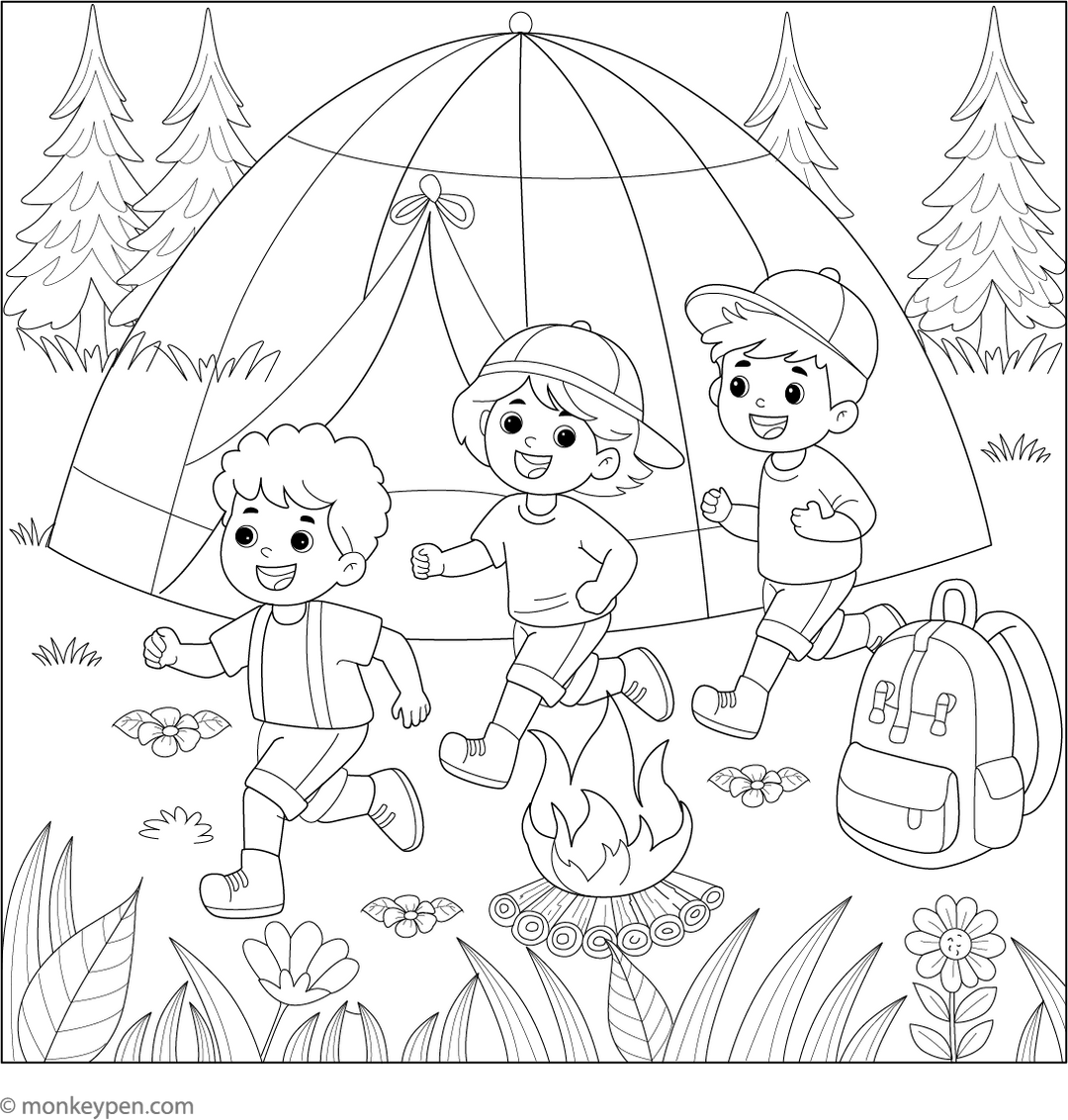 Hiking and Camping - Free Coloring Book