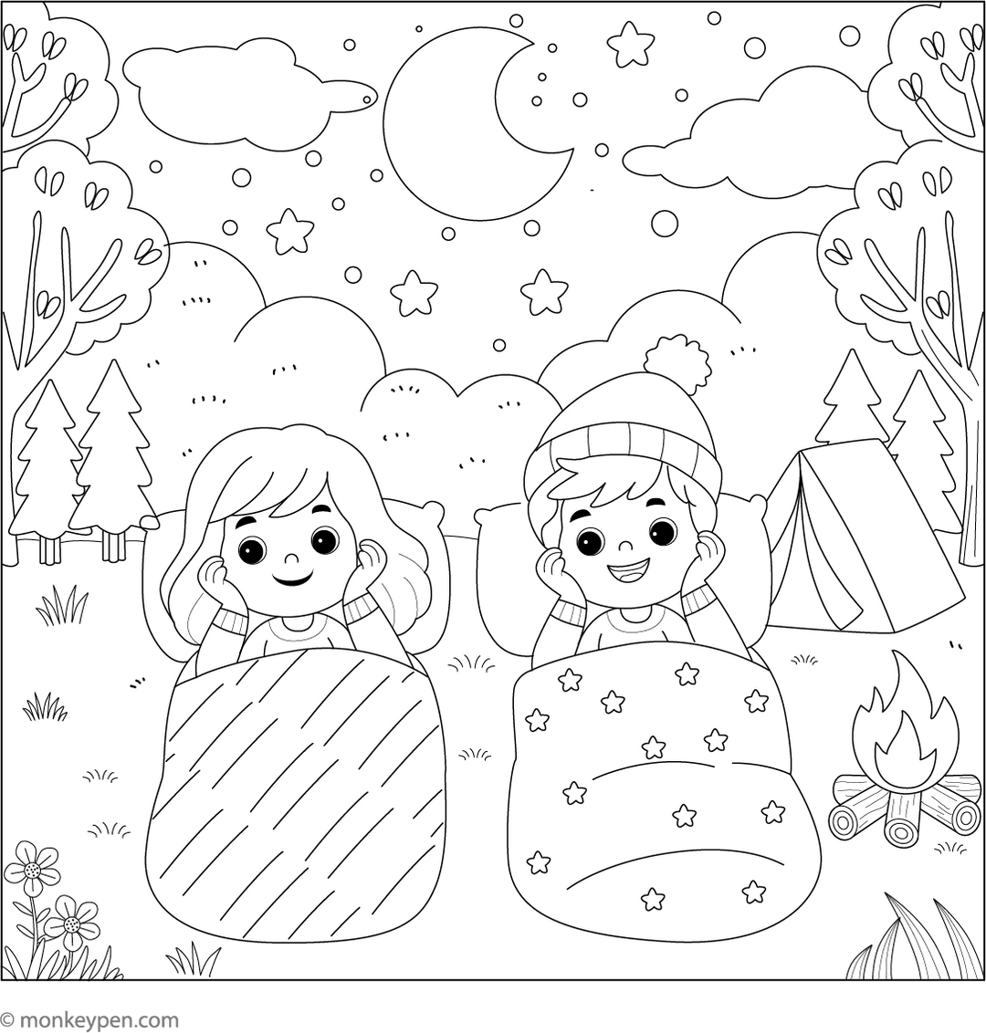 Hiking and Camping - Free Coloring Book