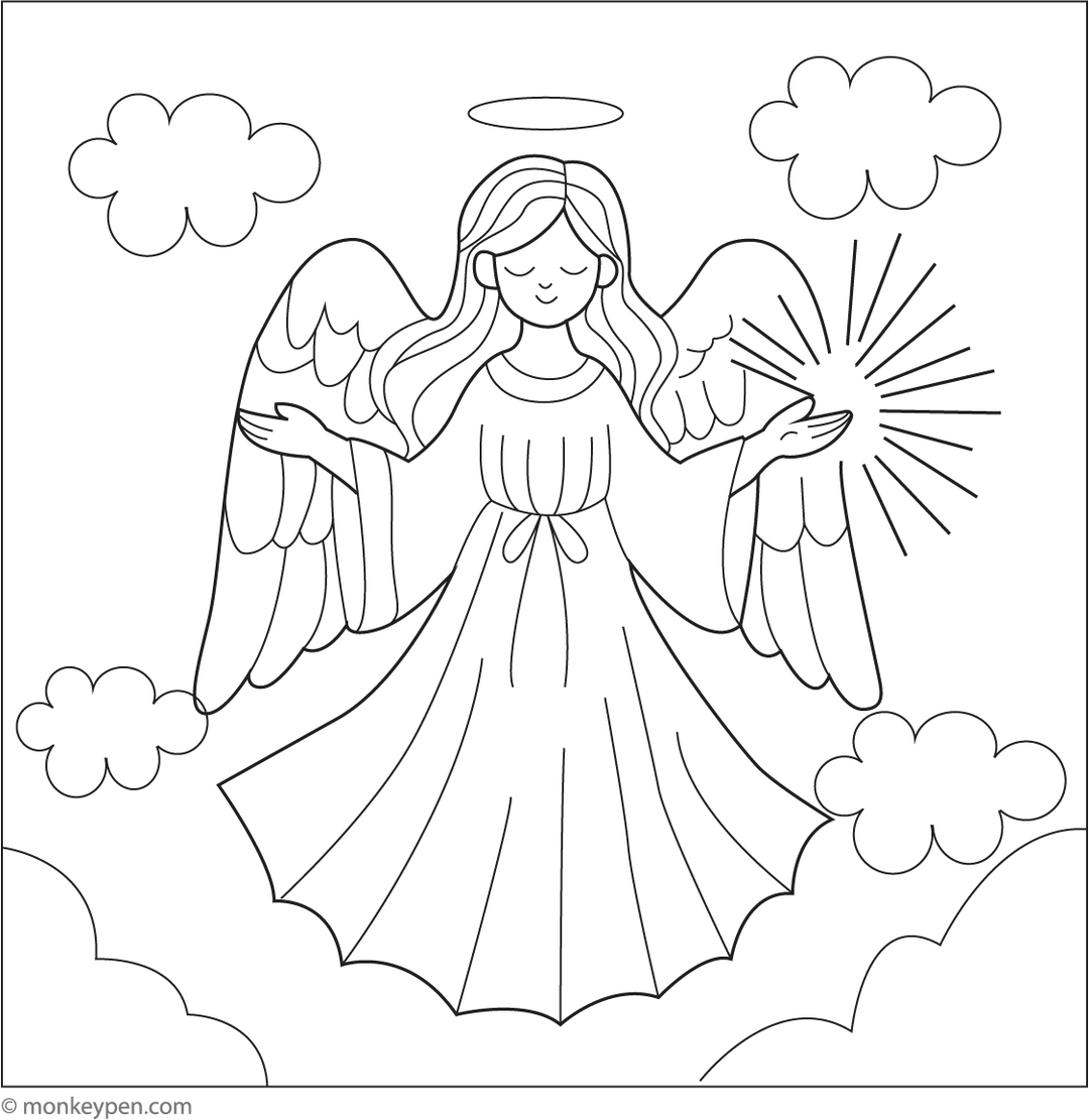 Angel Coloring Page – Free Printable Fun for Kids