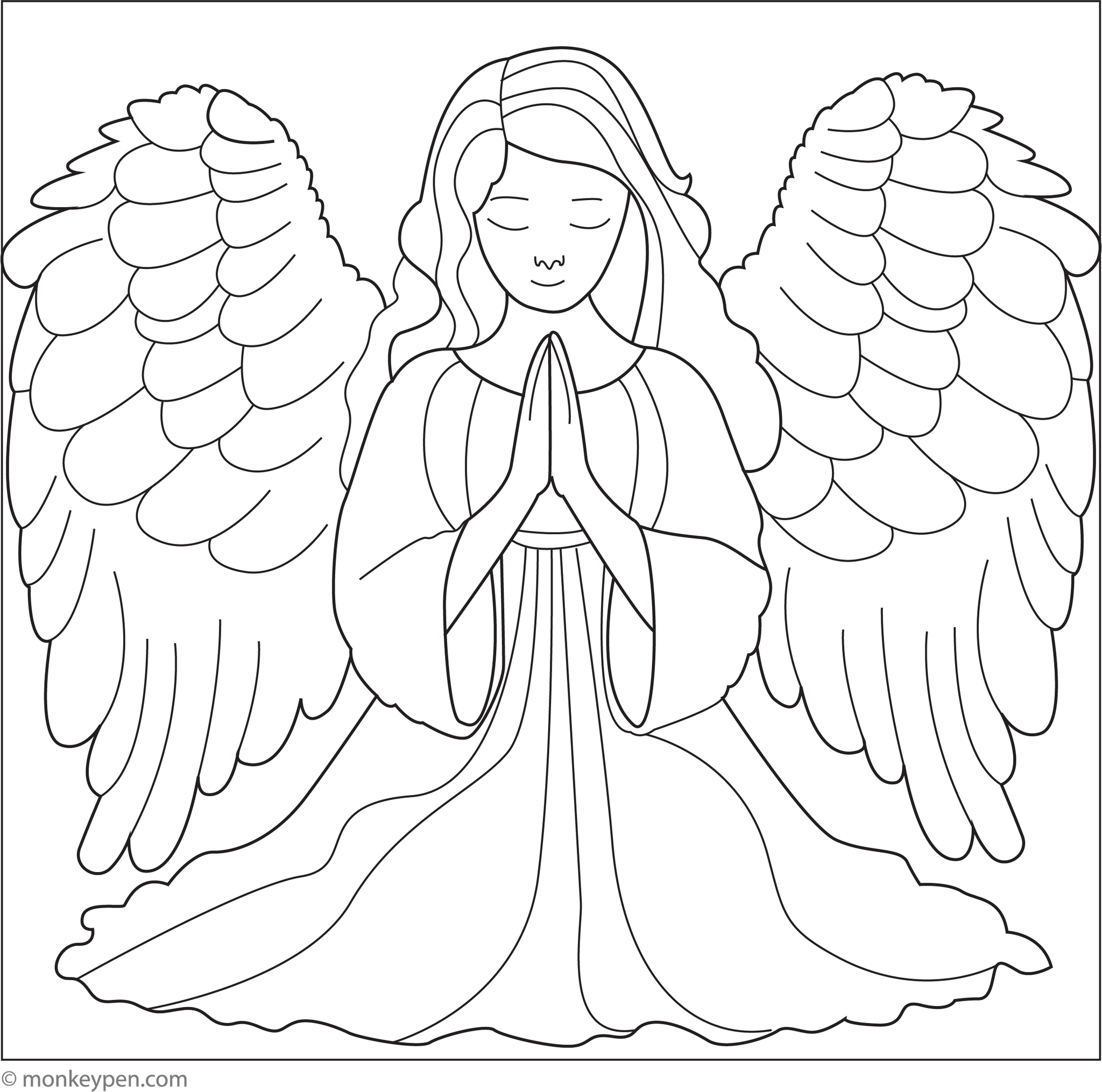 Angel Coloring Page – Free Printable Fun for Kids