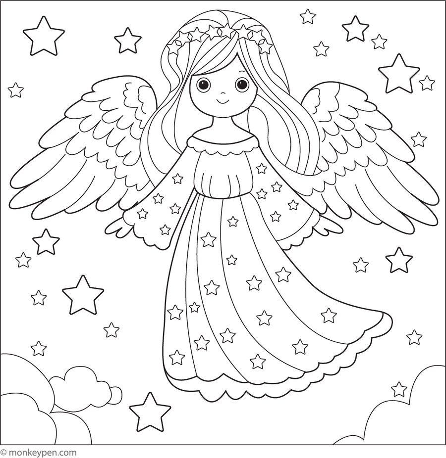 Angel Coloring Page – Free Printable Fun for Kids