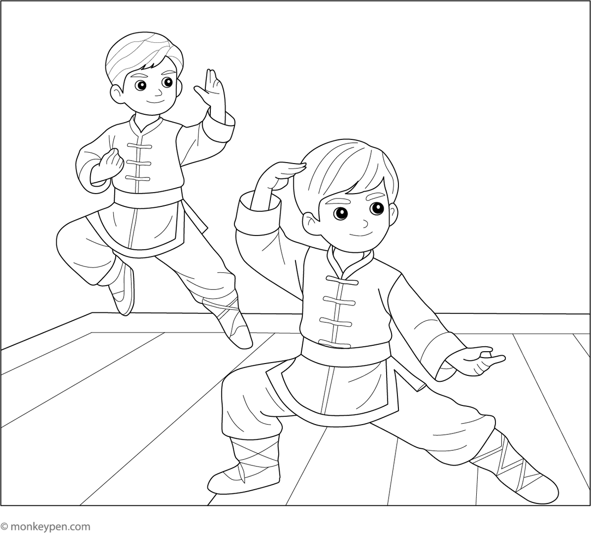 Kung Fu Coloring Page – Free PDF for Kids to Print